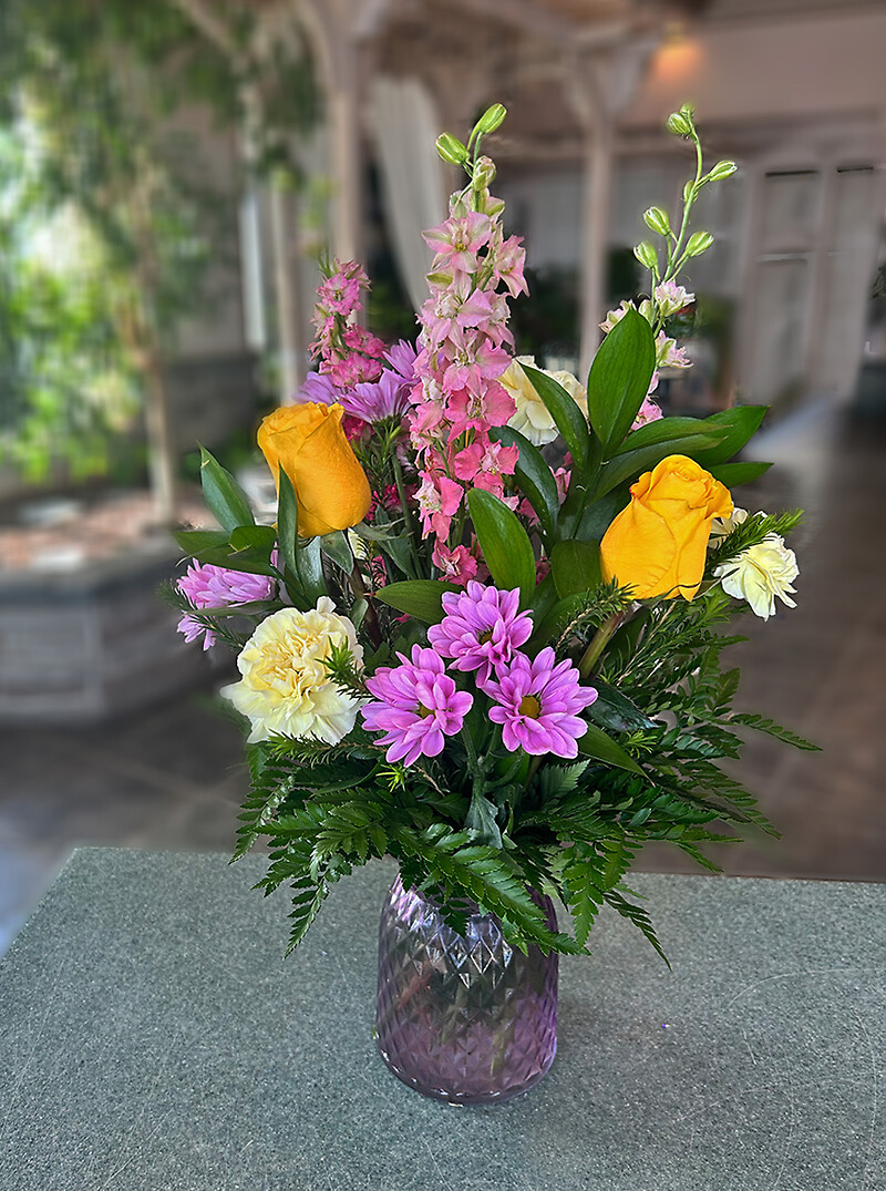 Lavender Sunshine arranged by a florist in Idaho Falls, ID : The Rose Shop