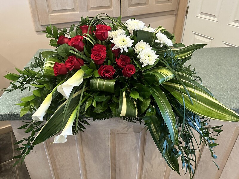 Modern Casket Piece arranged by a florist in Idaho Falls, ID : The Rose ...